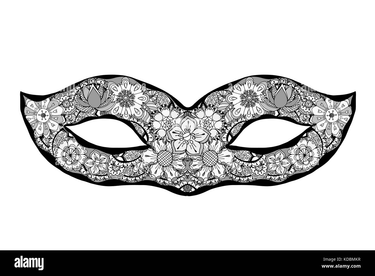 Hand drawn ornamental mask. Vector art illustration Stock Vector Image ...