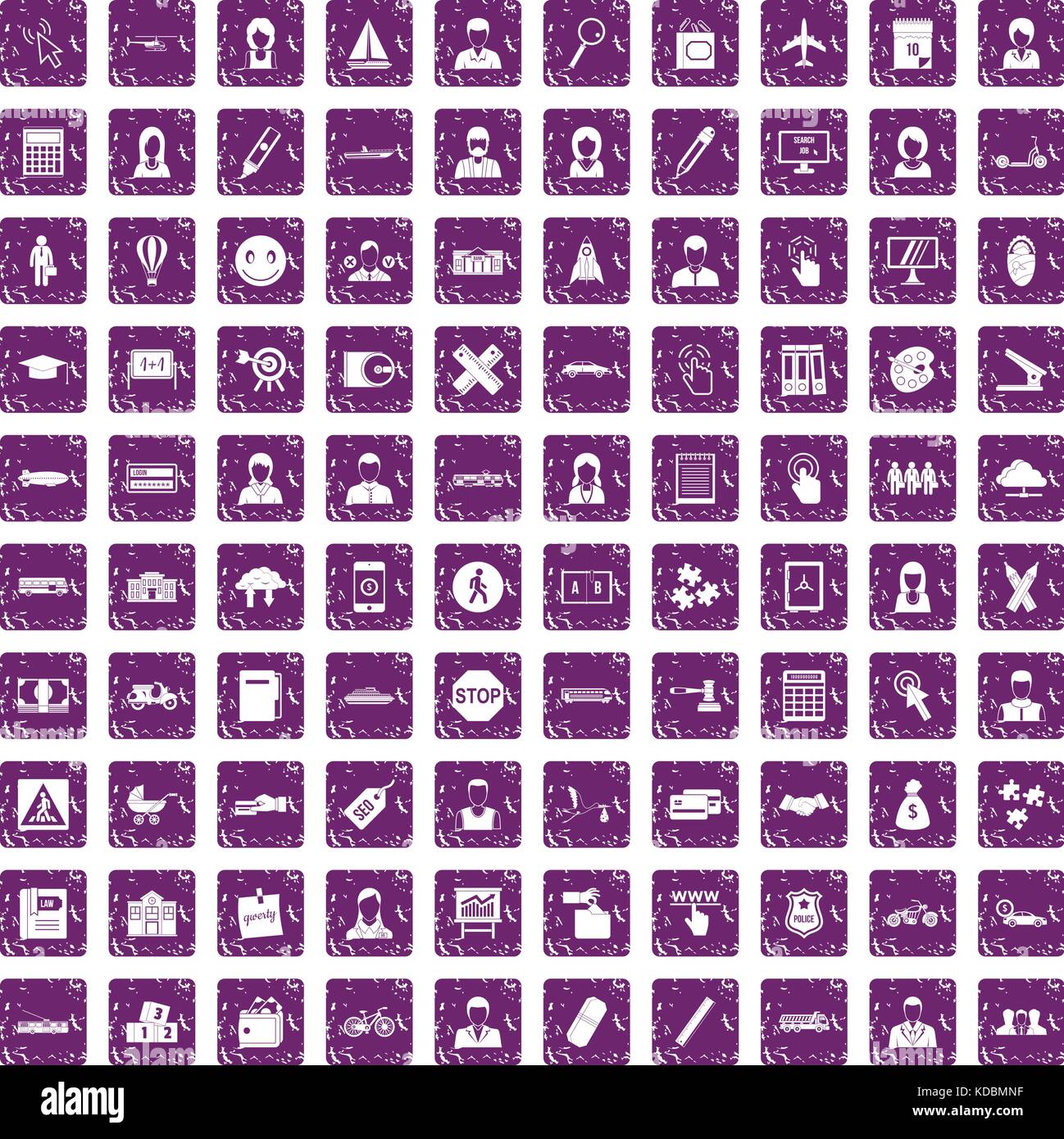 100 initiation icons set grunge purple Stock Vector Image & Art - Alamy