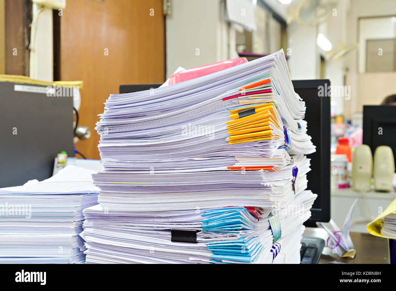 Close up of business documents stack, report papers stack Stock Photo ...