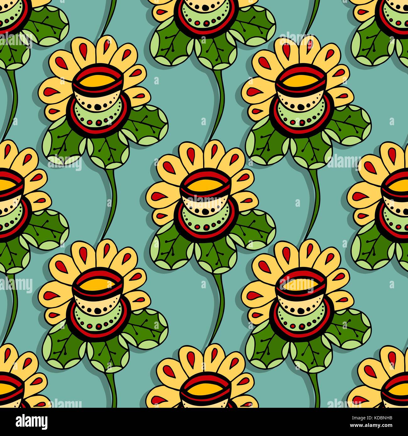 Seamless Floral Pattern. Hand Drawn Floral Texture, Decorative Flowers ...