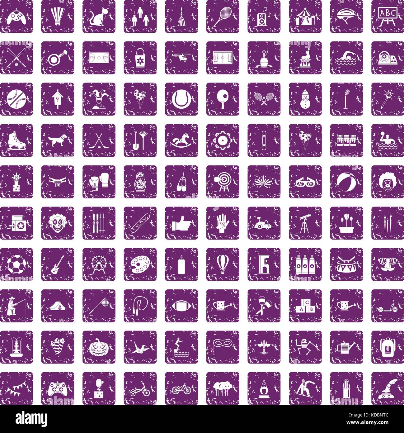 100 kids activity icons set grunge purple Stock Vector Image & Art - Alamy