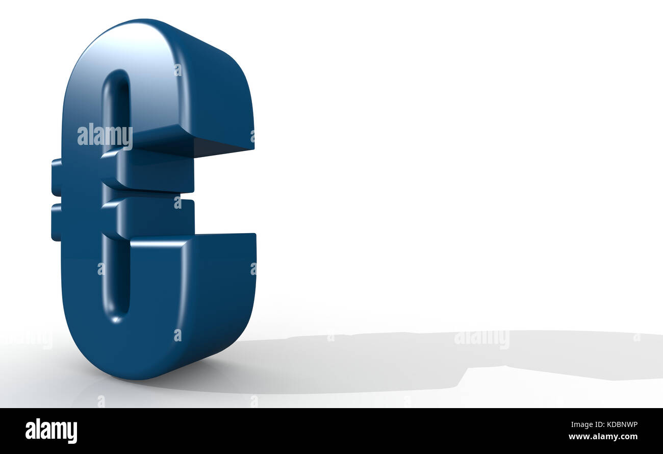 Euro sign blue in white and isolated background, 3D rendering Stock ...