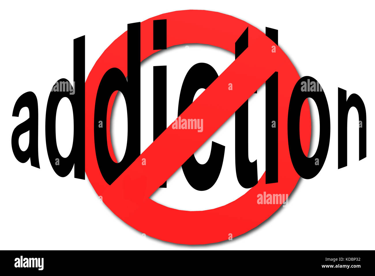 Stop addiction sign in red with white background, 3D rendering Stock ...