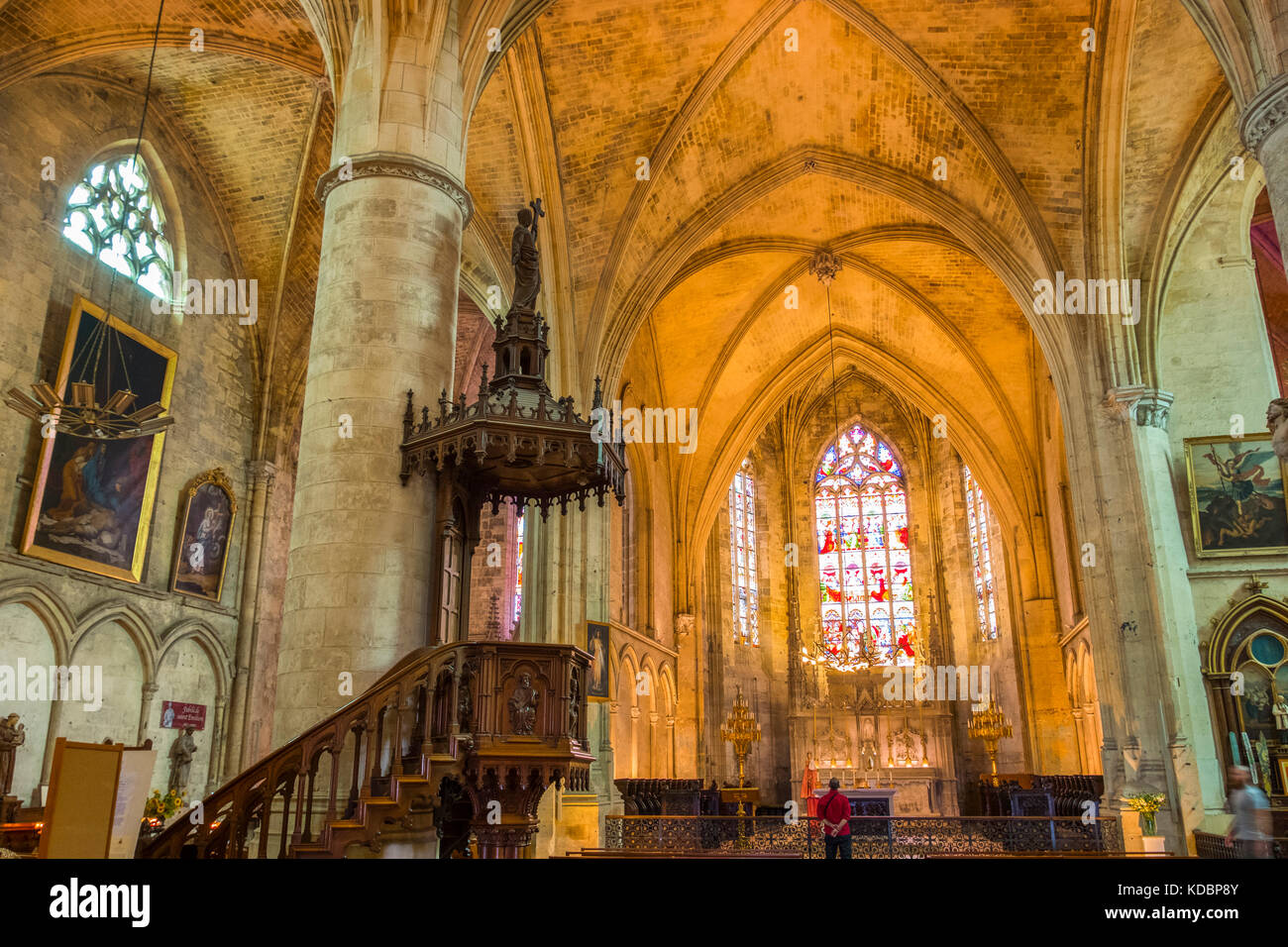Monolithic church, Saint-Emilion Bordeaux wine region. Aquitaine Region ...