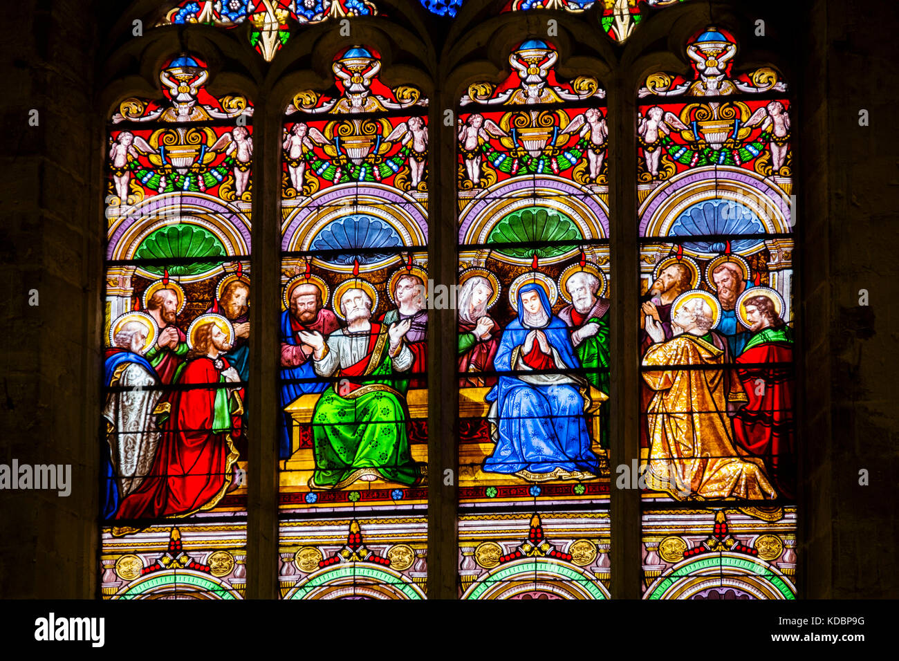 Stained glass church, monolithic church, Saint-Emilion Bordeaux wine ...