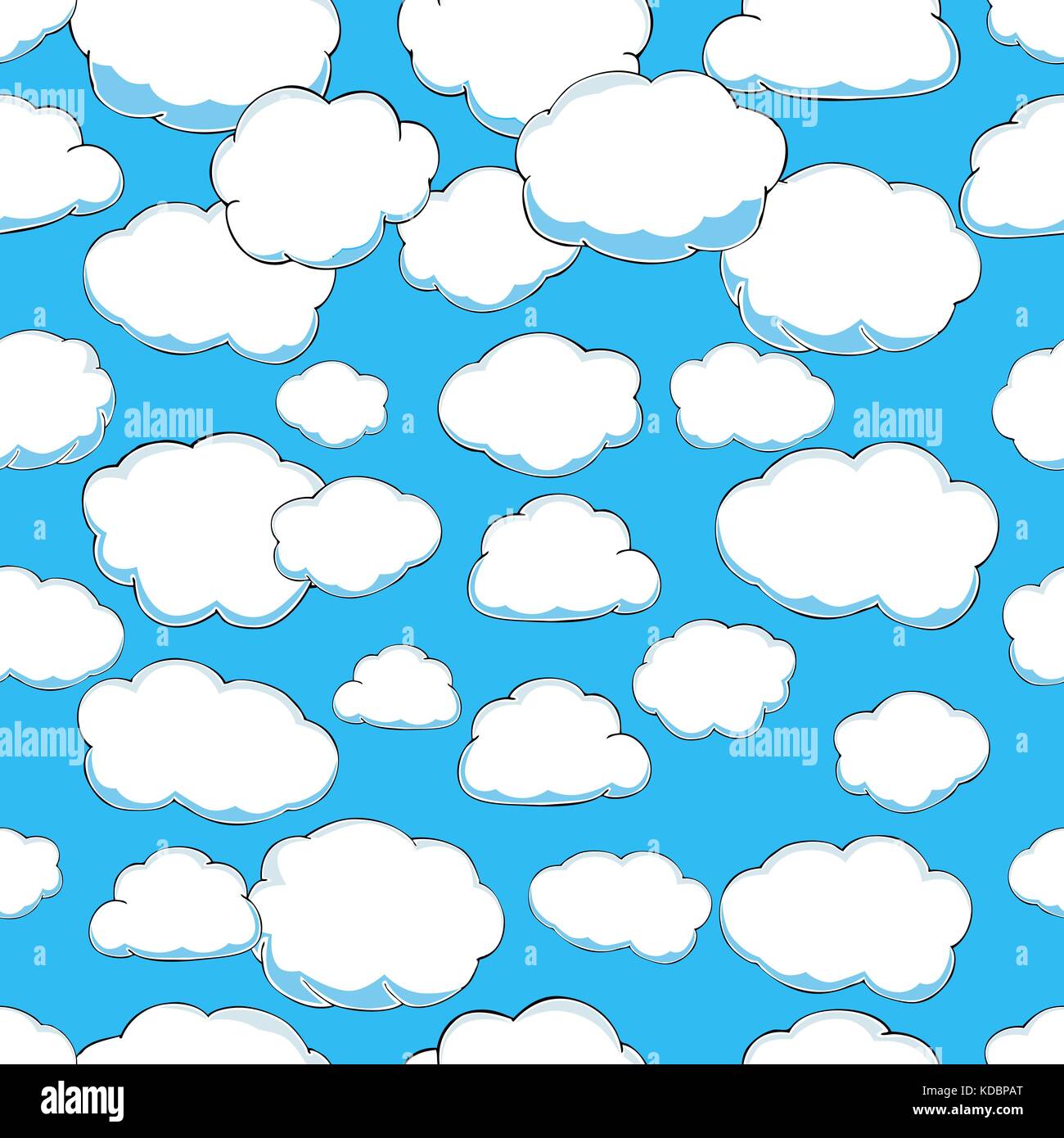 Cartoon clouds. Illustration on blue background. Vector Stock Vector ...
