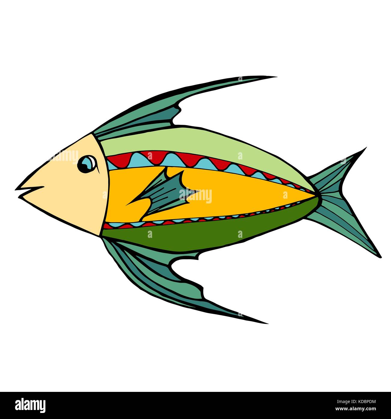 Fish. Hand Drawn doodle vector illustration isolated on white ...