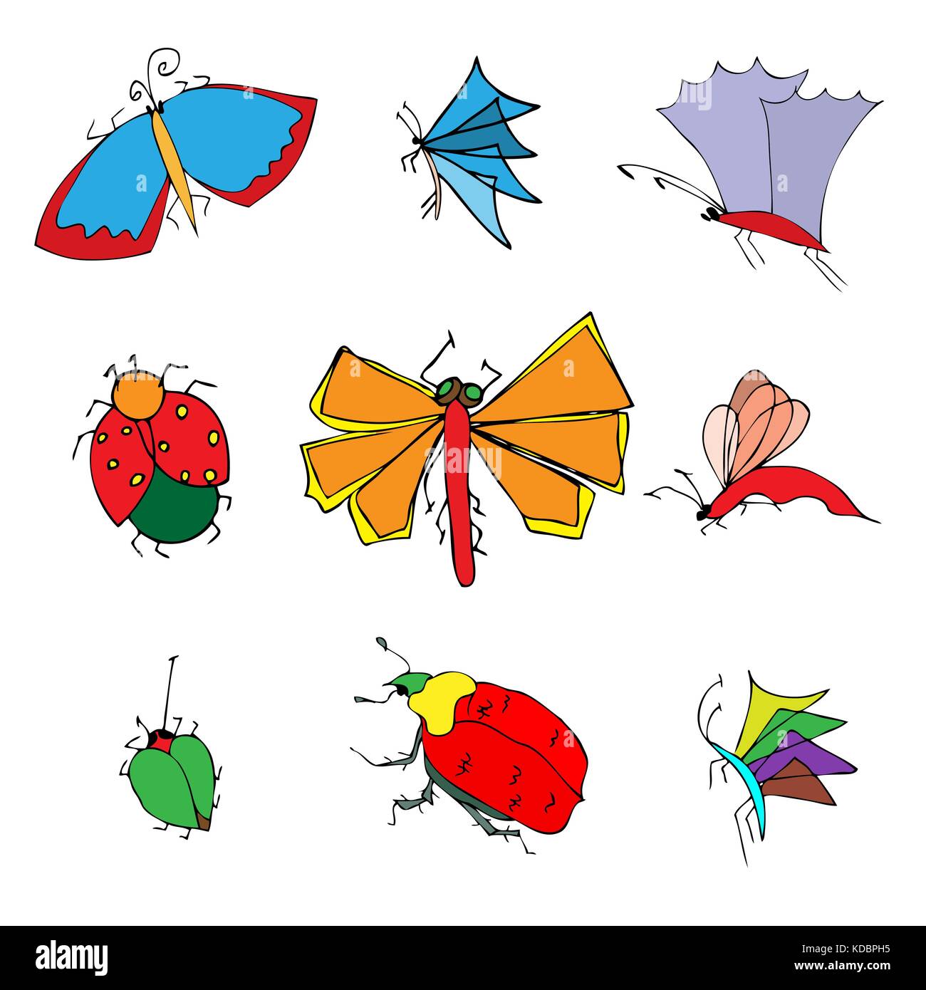 Set of insects doodle hand drawn. vector illustration Stock Vector ...