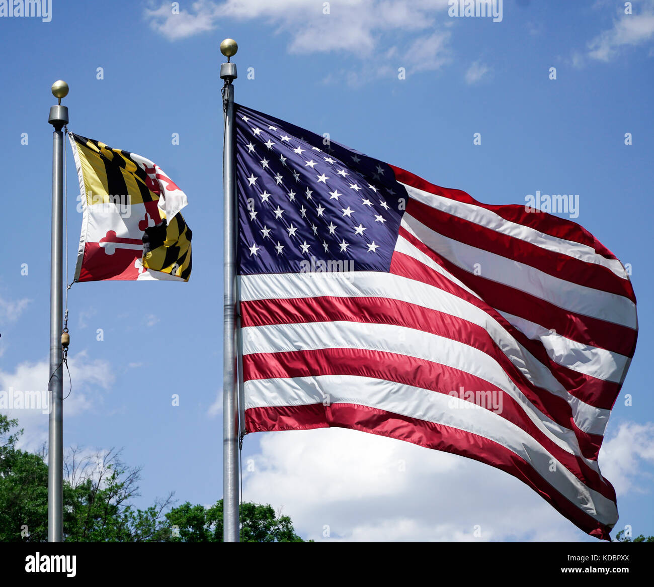 Maryland flag state flag waving hi-res stock photography and images - Alamy