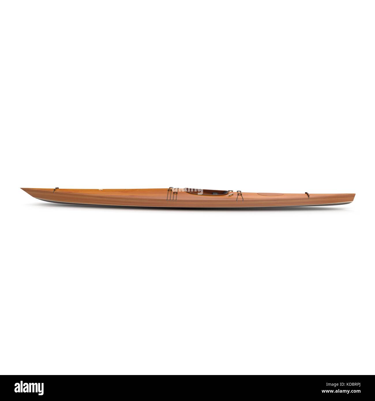 Wooden kayak Isolated on White Background Stock Photo - Alamy