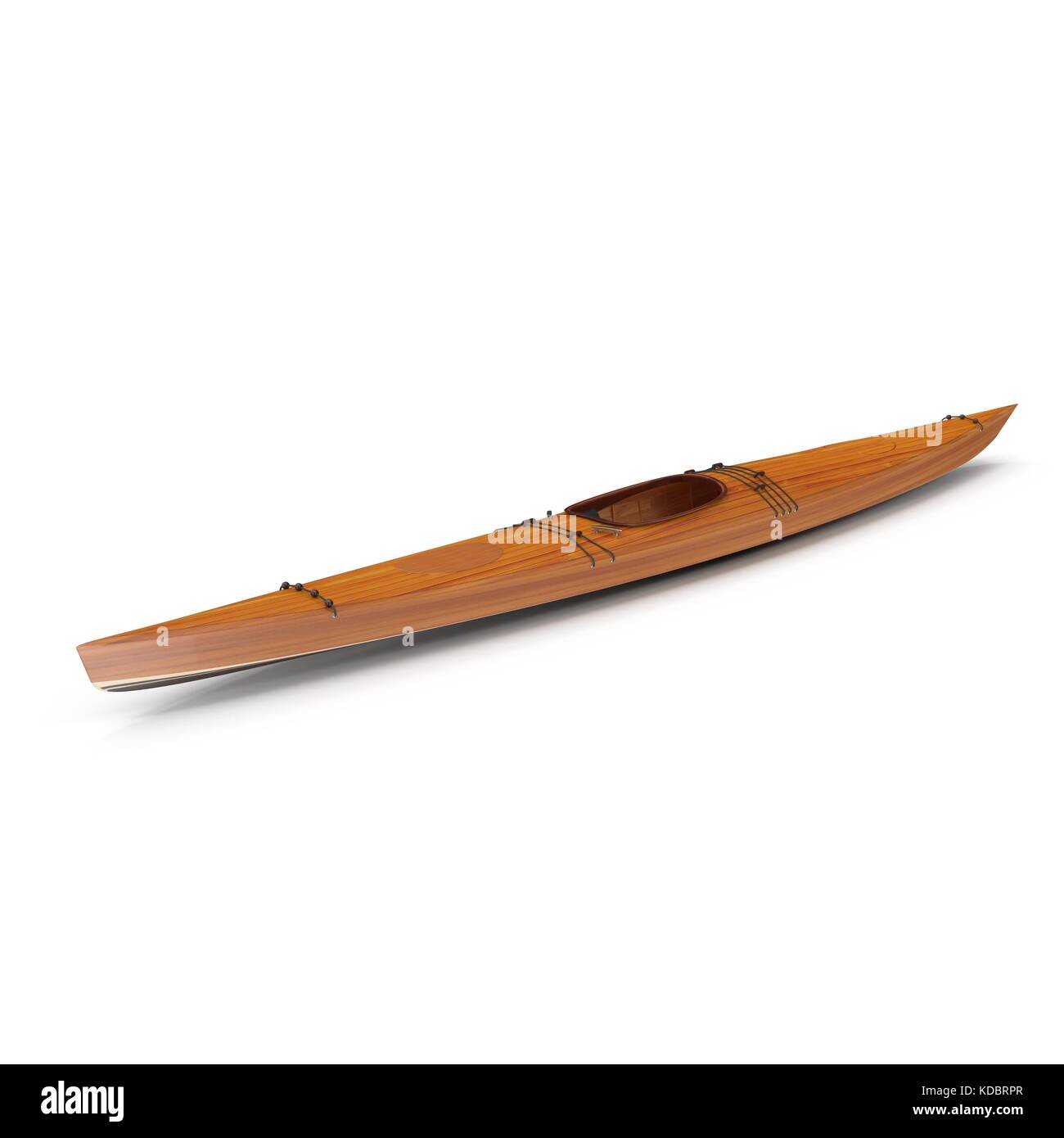 Wooden kayak Isolated on White Background Stock Photo - Alamy