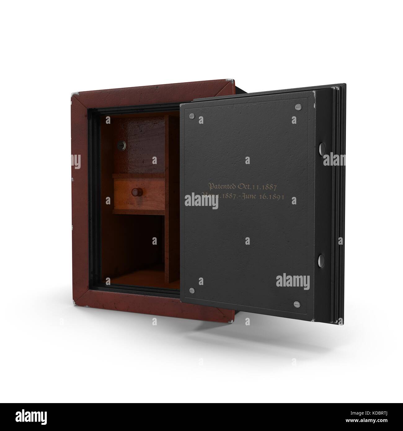 Antique opened iron safe isolated on white Stock Photo - Alamy