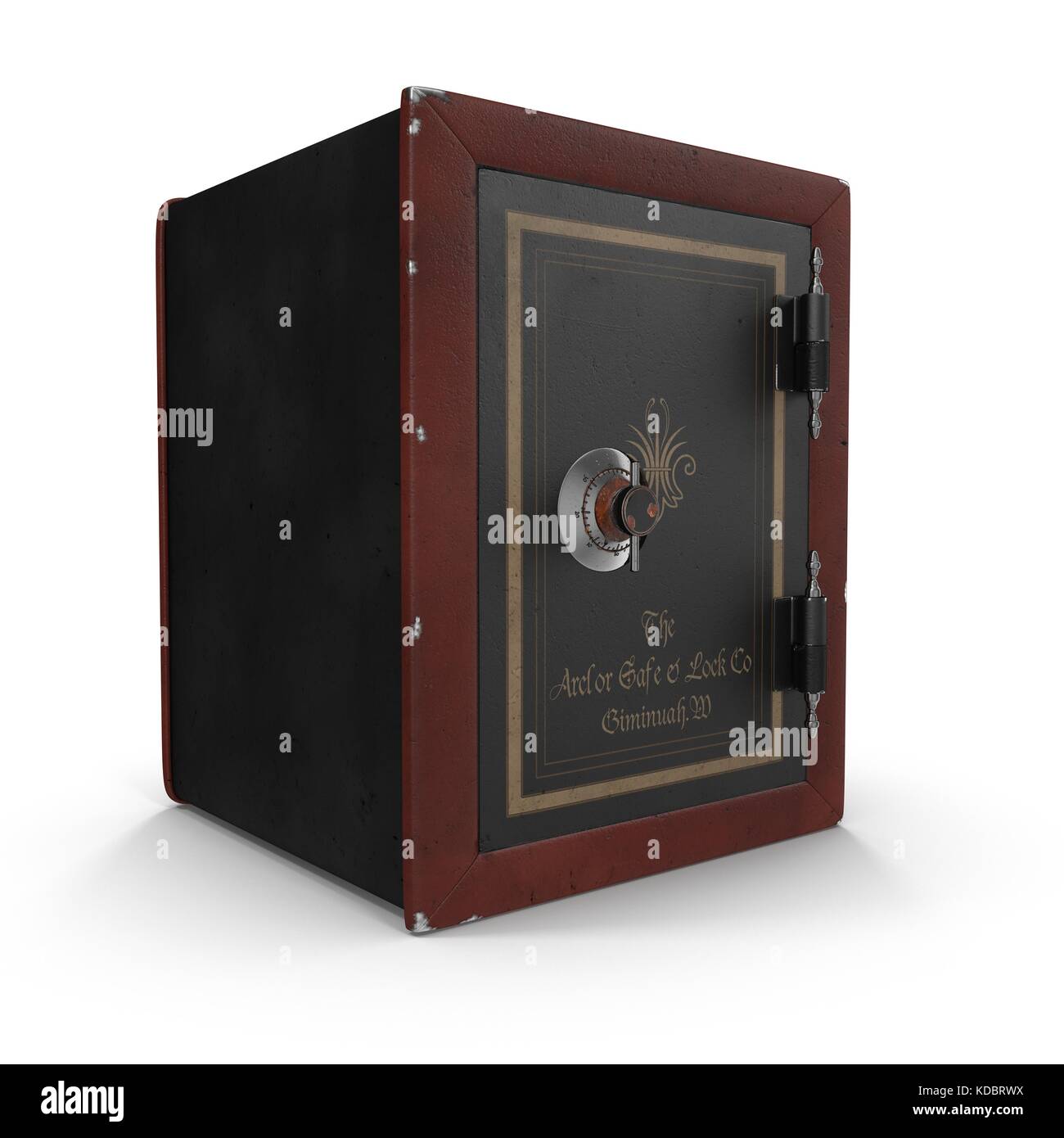 Antique closed iron safe isolated on white Stock Photo - Alamy