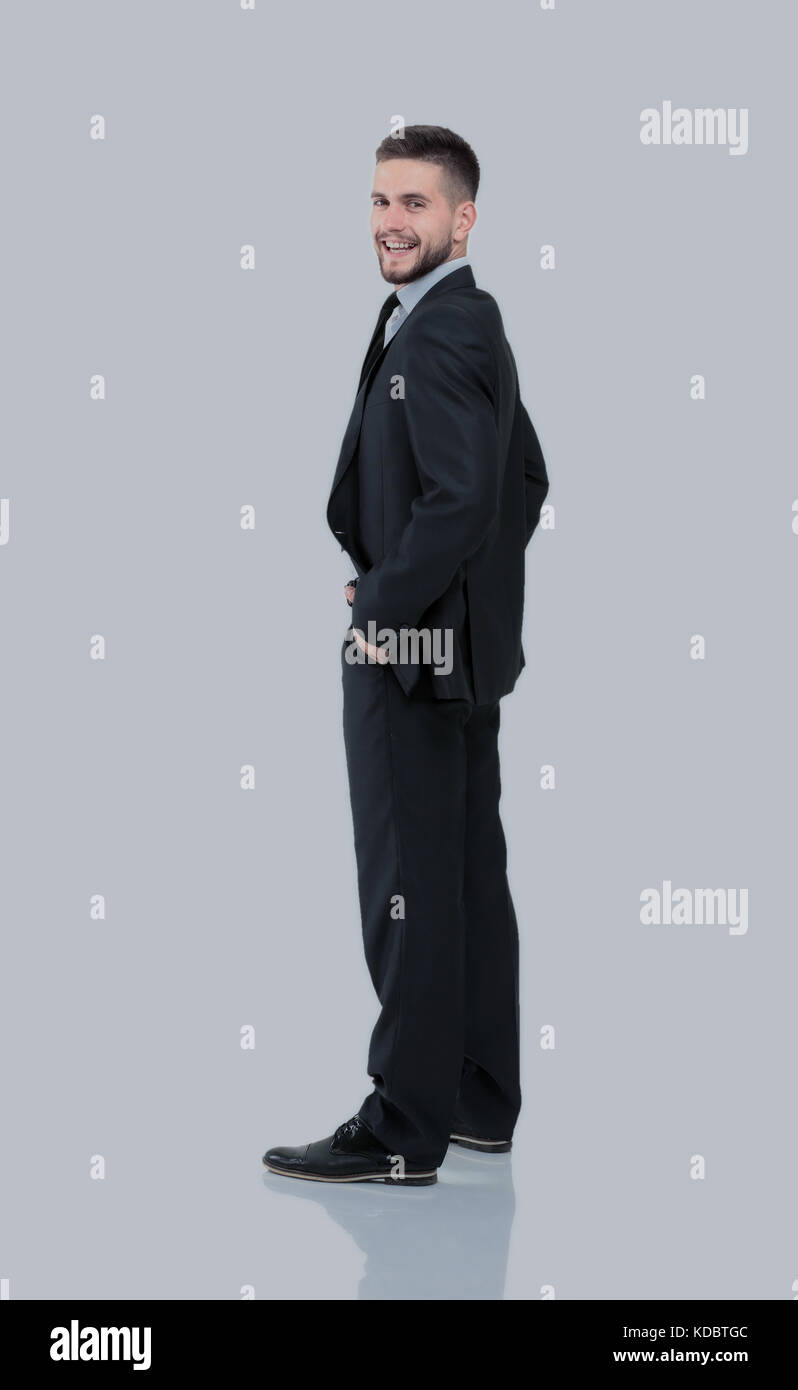 Portrait of the young smiling turned businessman isolated on a Stock ...