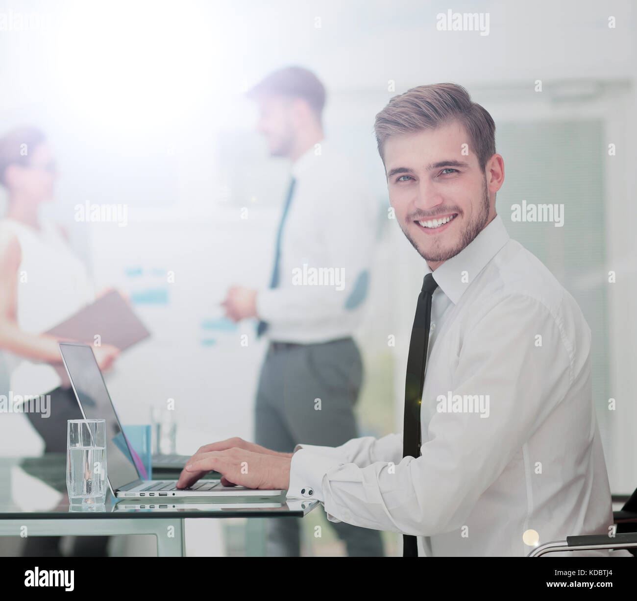 Successful business presentation of a man at the office Stock Photo - Alamy