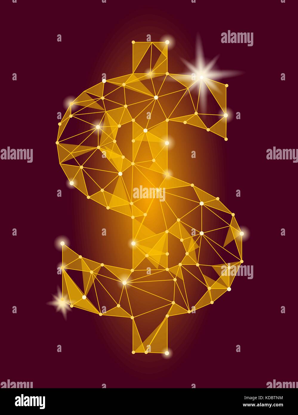 Dollar gold low poly design. USA currency sign polygonal triangle ...