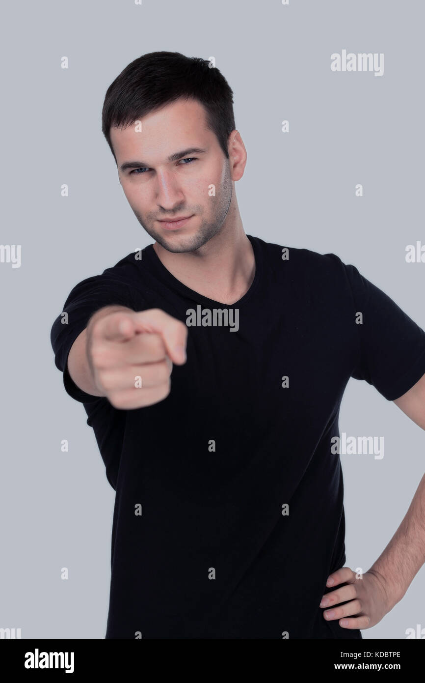 Handsome man points his finger at you Stock Photo - Alamy
