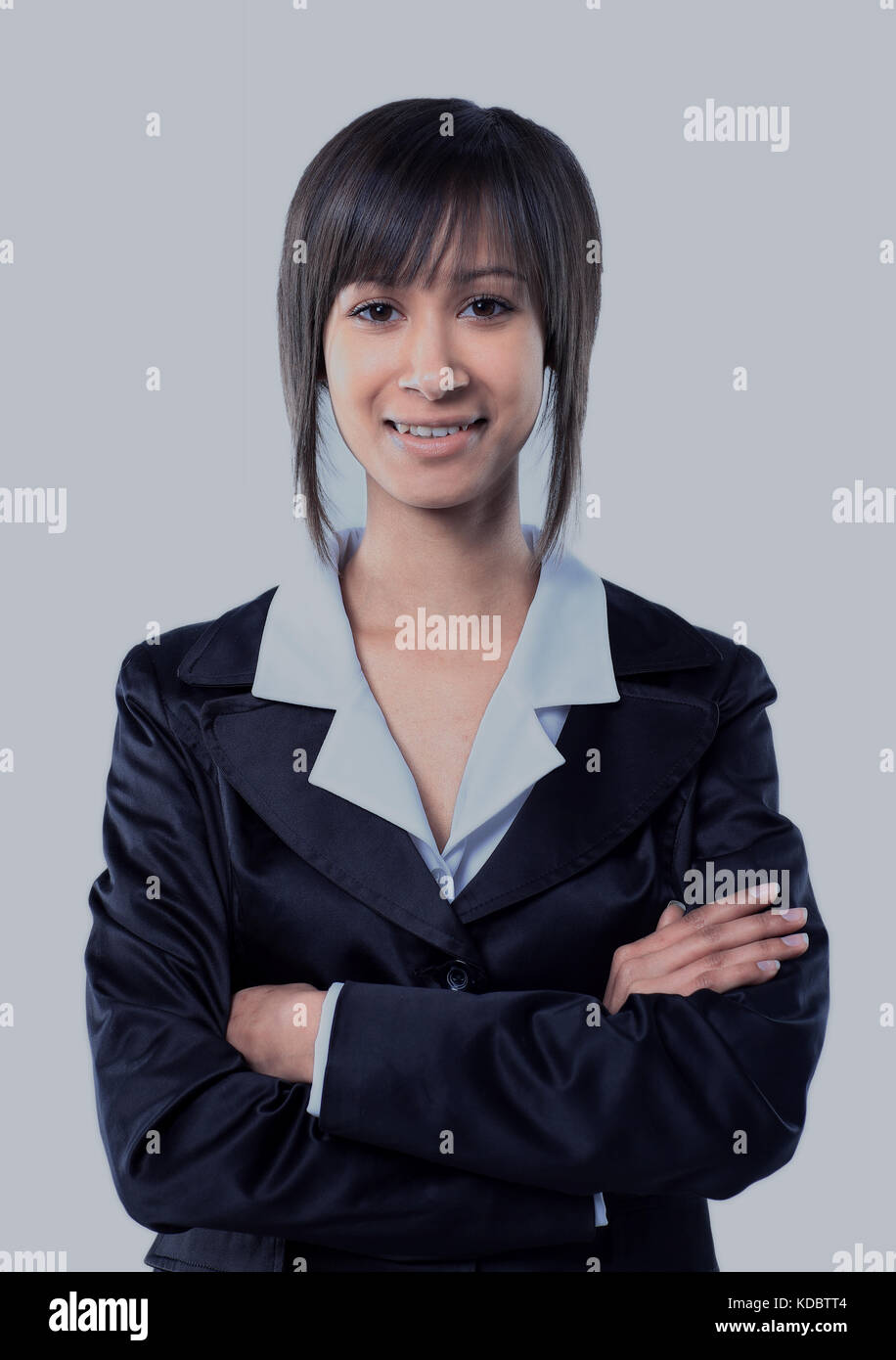 Beautiful girl folding arms smiling hi-res stock photography and images - Alamy