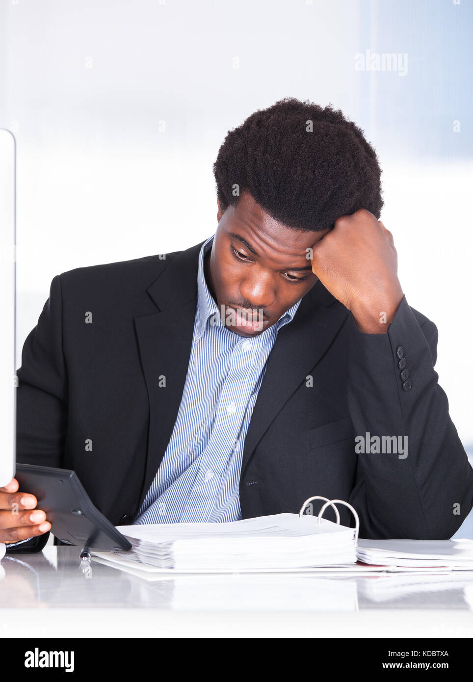 Work stressed man sitting desk hi-res stock photography and images - Alamy