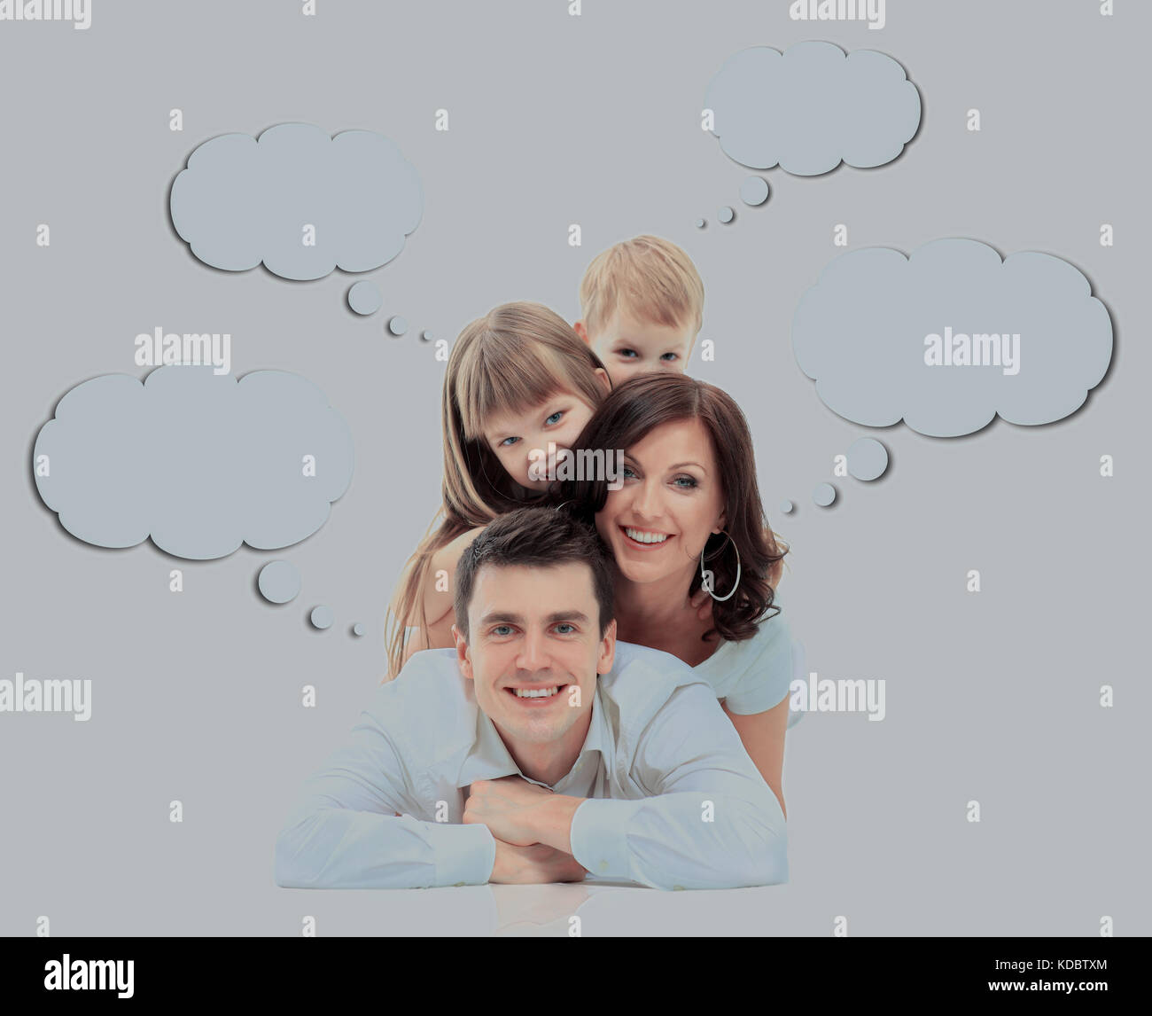 Happy family isolated on white background Stock Photo - Alamy