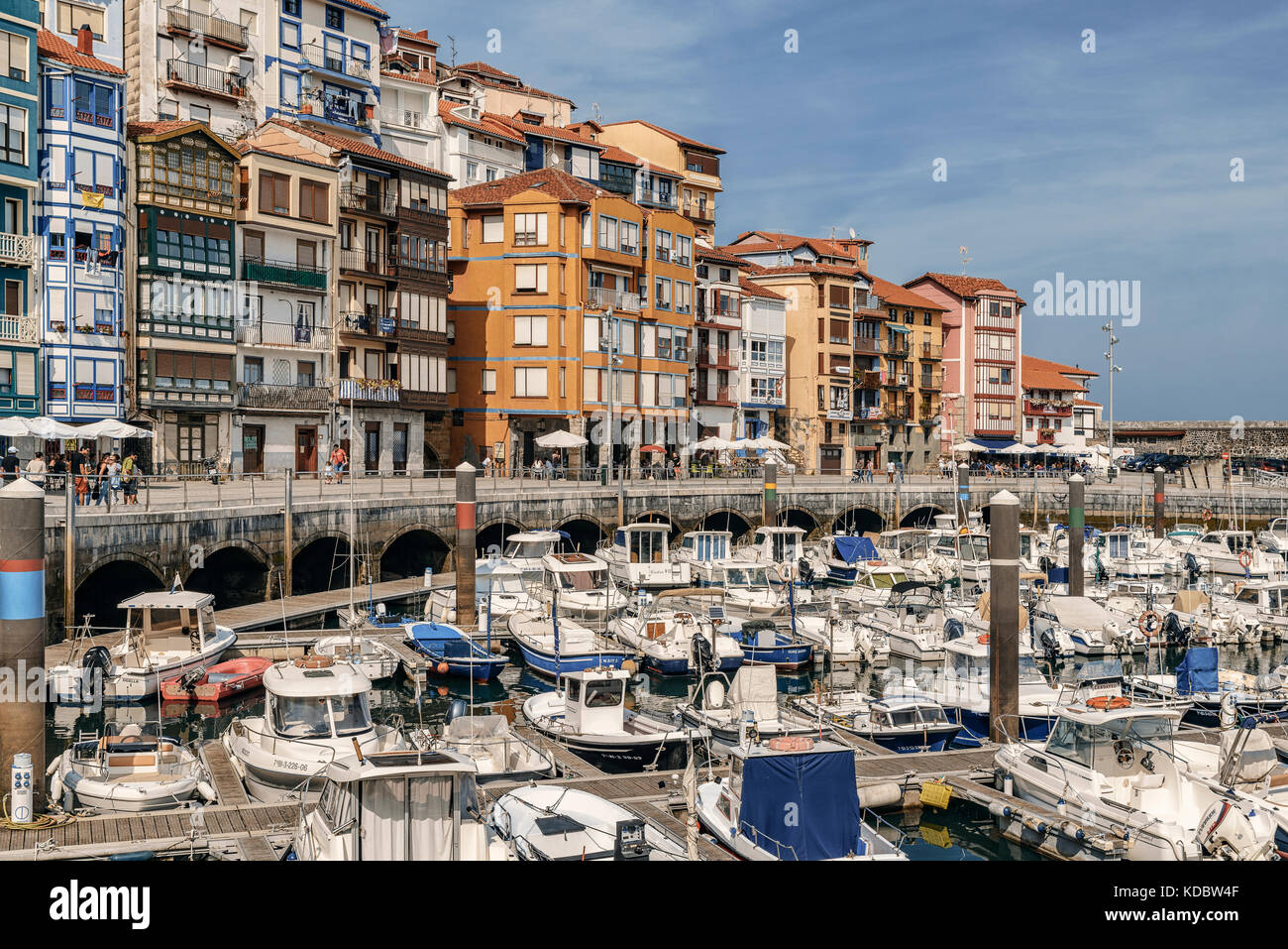 Old town and fishing port of Bermeo village in the province of Vizcaya ...