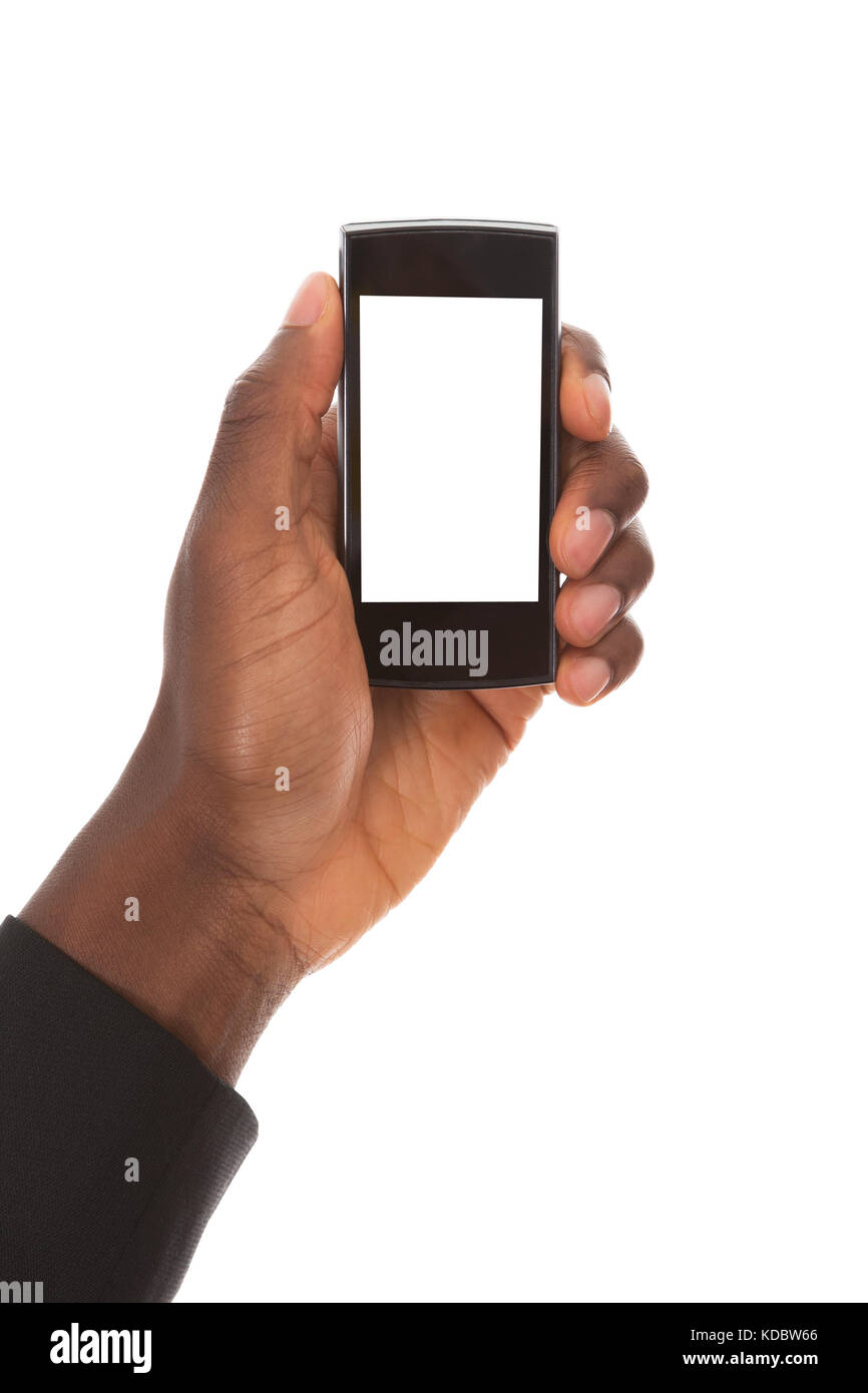 Close-up Of An Businessman's Hand Showing His Smart Phone Isolated Over ...