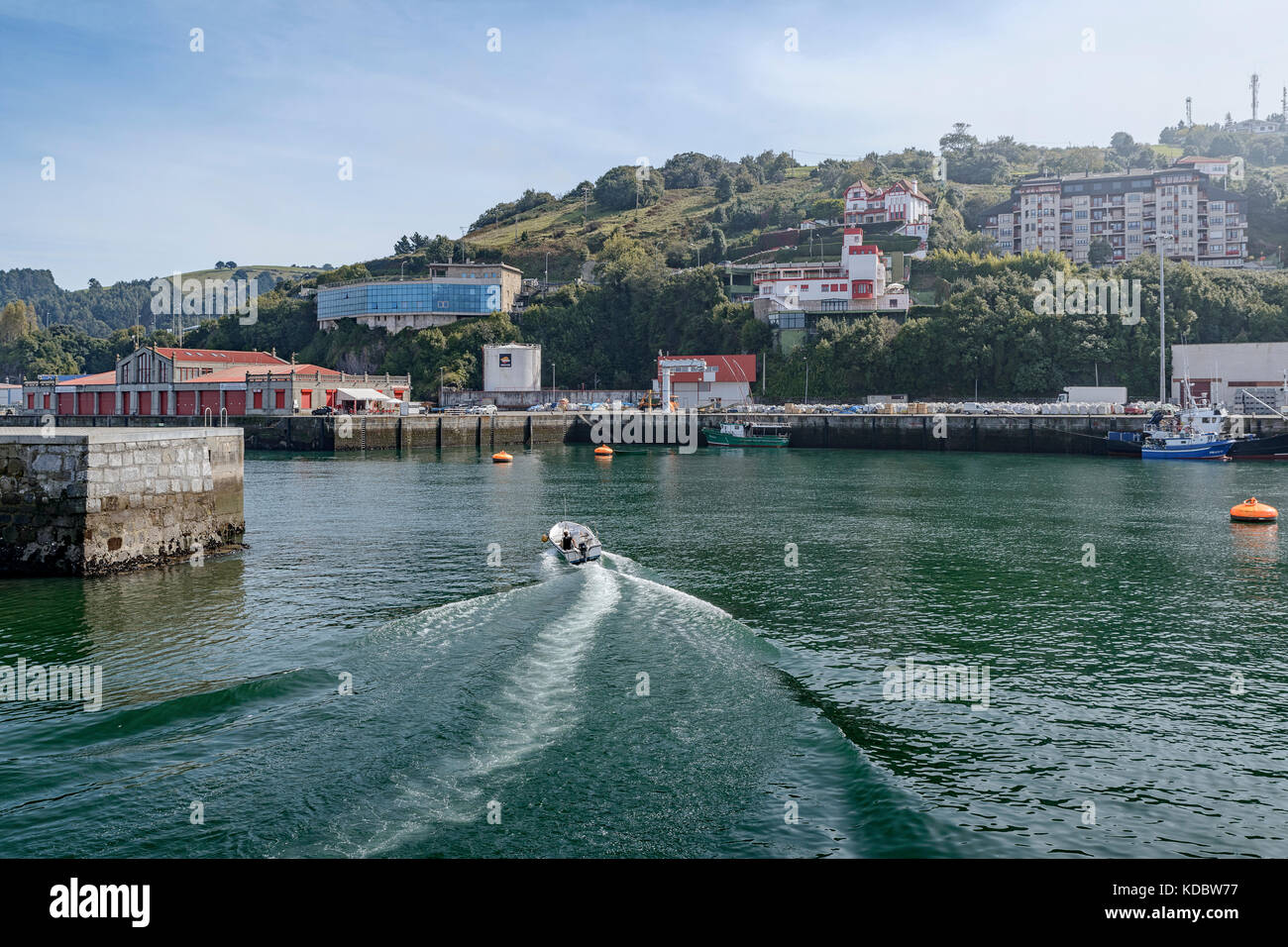 Old town and fishing port of Bermeo village in the province of Vizcaya ...