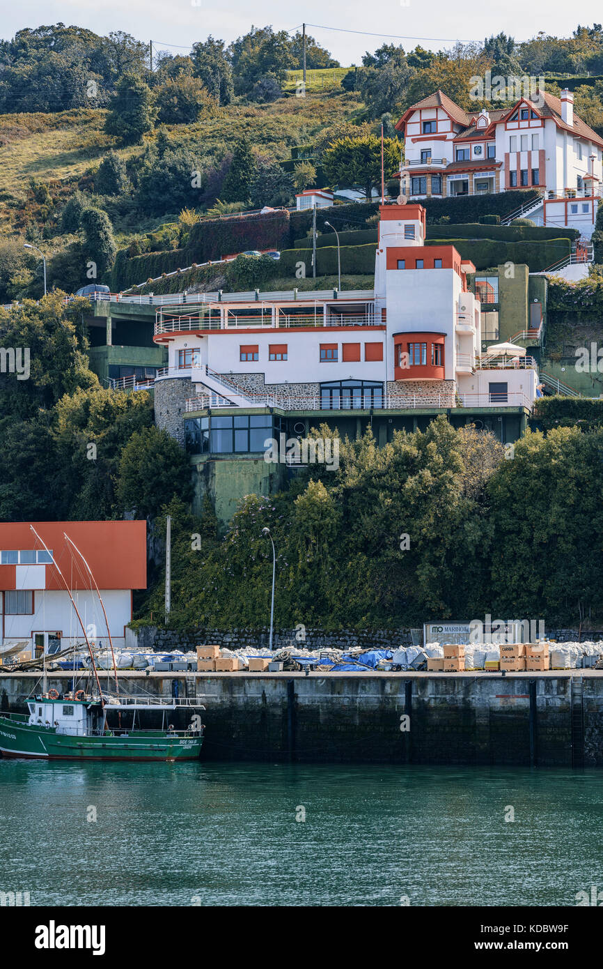 Old town and fishing port of Bermeo village in the province of Vizcaya ...