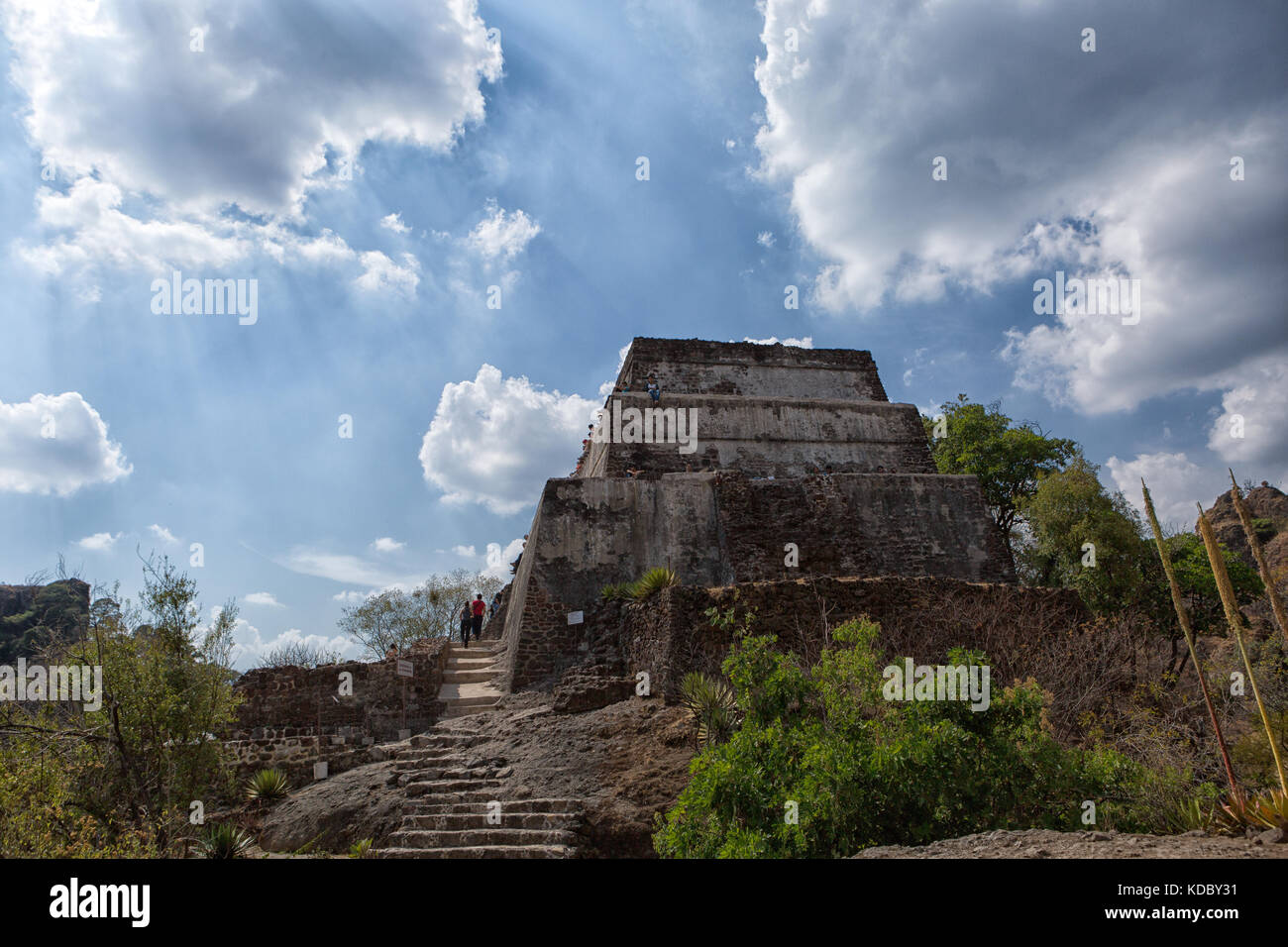 March 30, 2014 Tepoztlan, Mexico: El Tepozteco is an archaeological ...