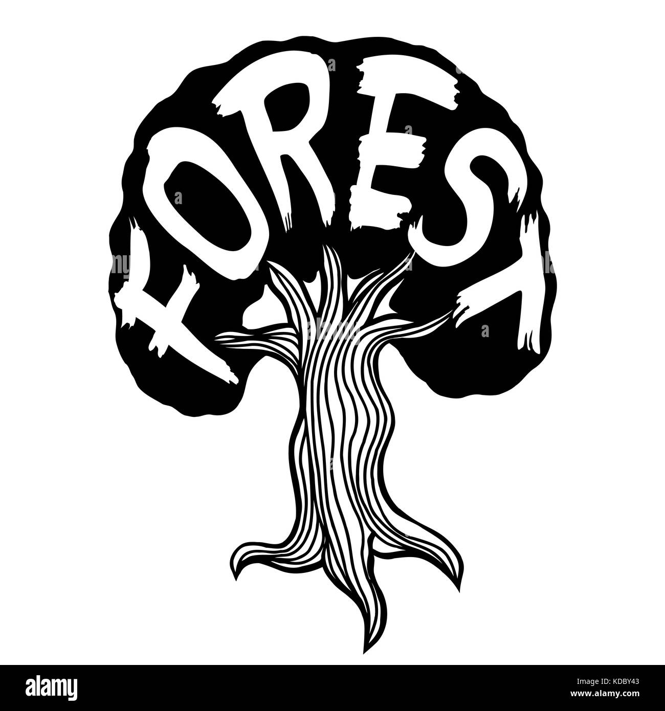 Background with abstract tree with word Forest. Vector image ...