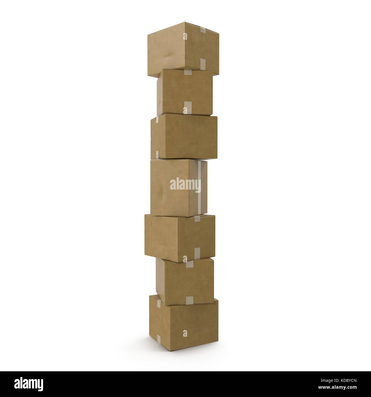 Stacks of cardboard boxes isolated on white Stock Photo - Alamy