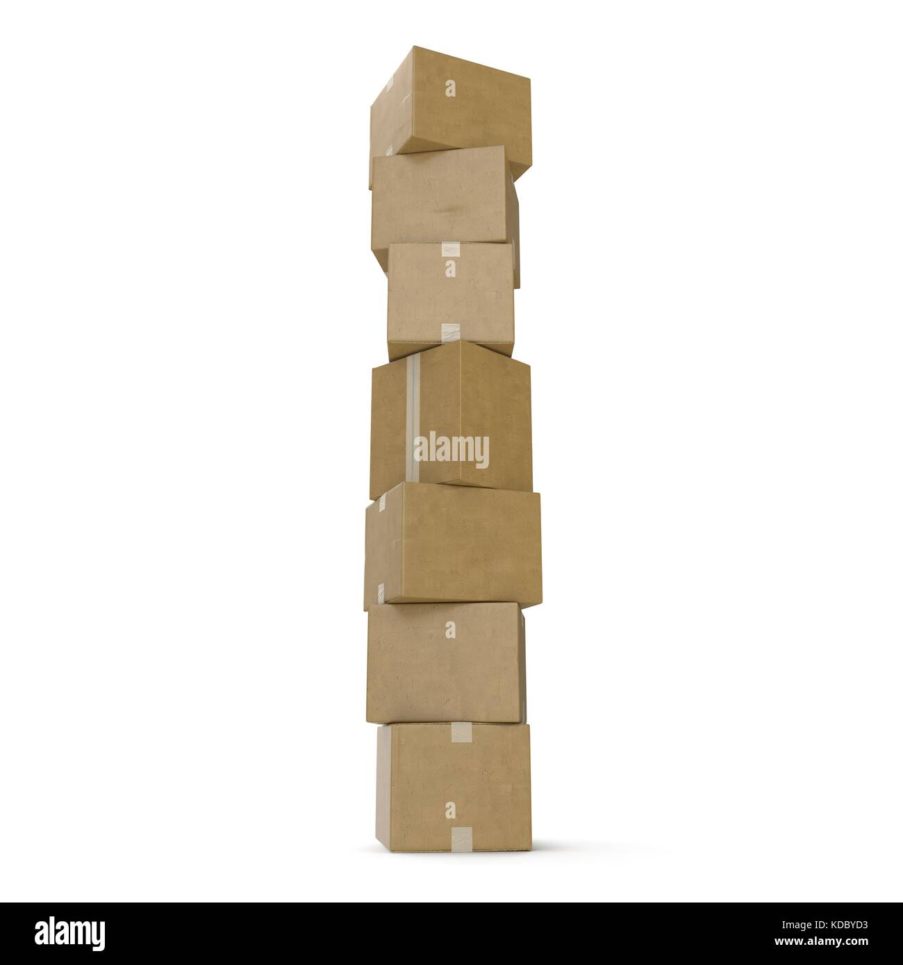Stacks of cardboard boxes isolated on white Stock Photo - Alamy