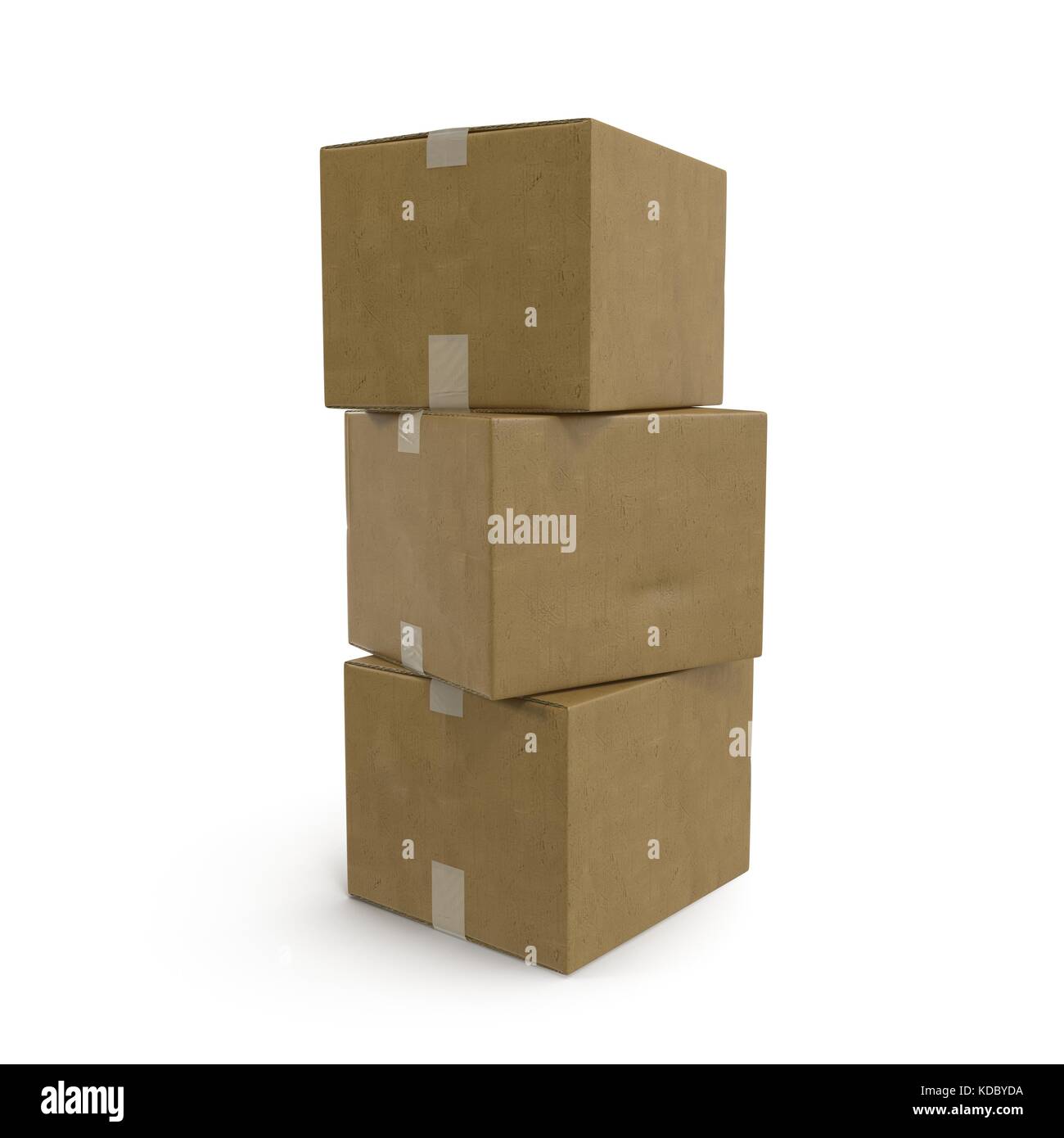 Stacks of cardboard boxes isolated on white Stock Photo - Alamy
