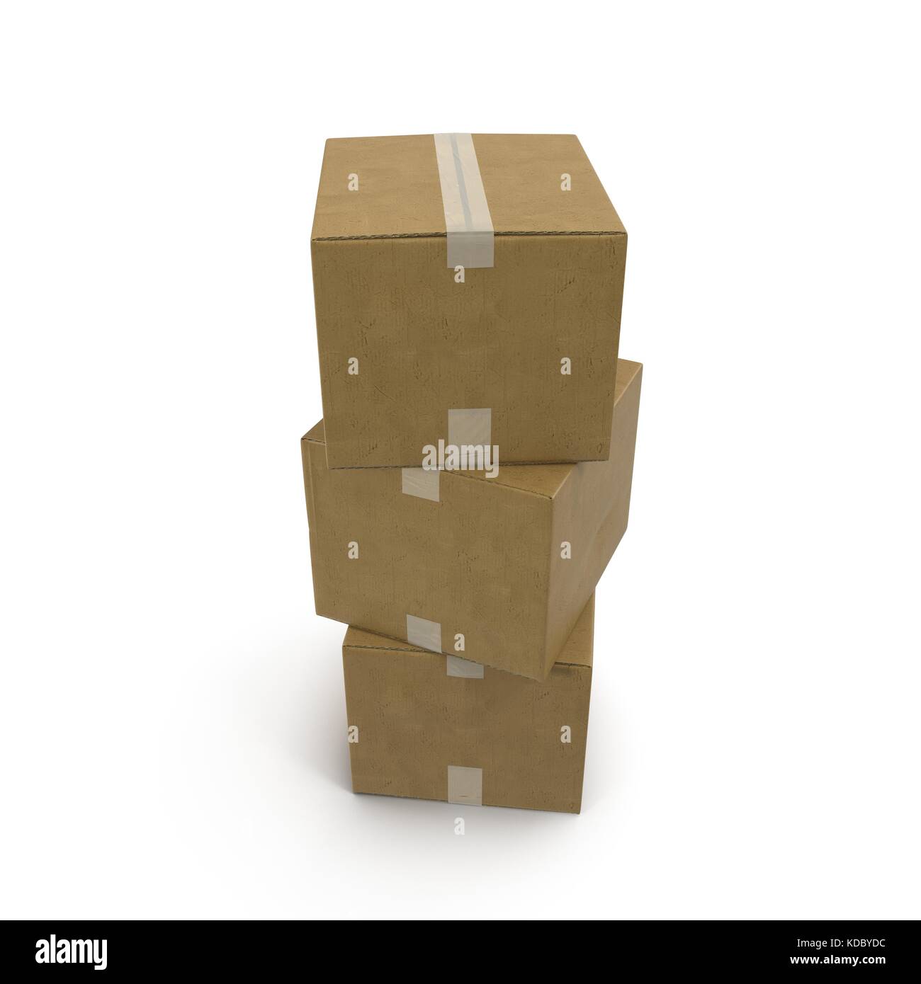 Stacks of cardboard boxes isolated on white Stock Photo - Alamy