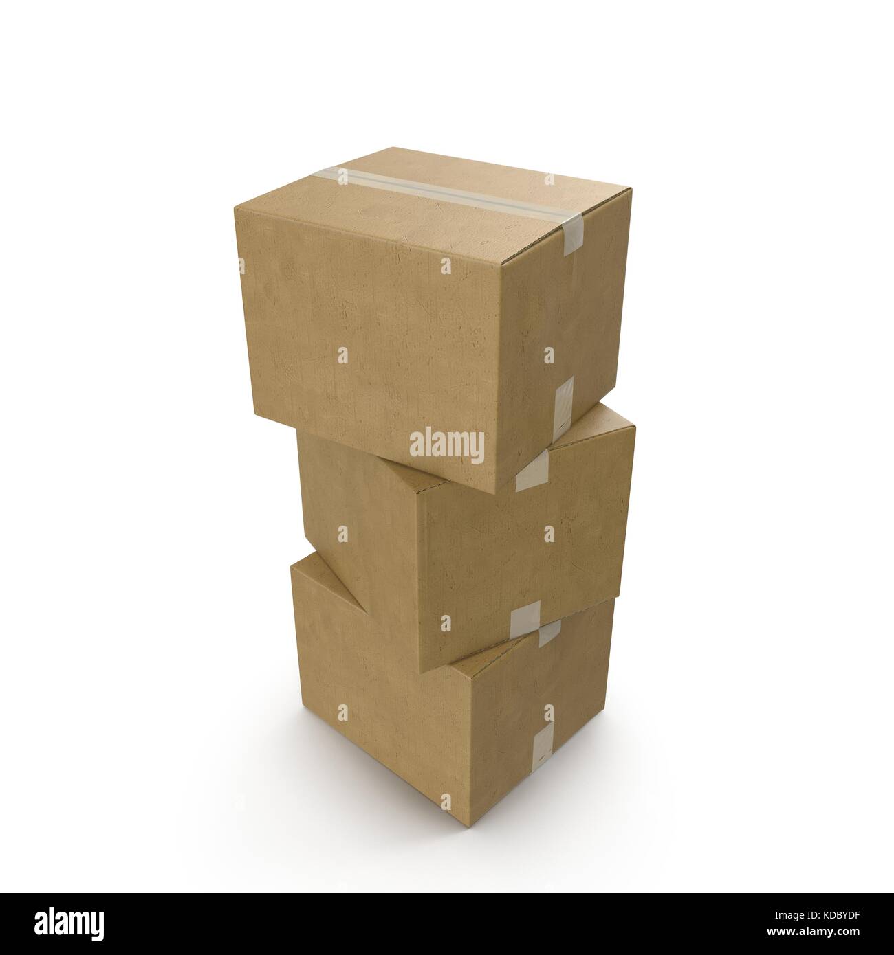 Stacks of cardboard boxes isolated on white Stock Photo - Alamy