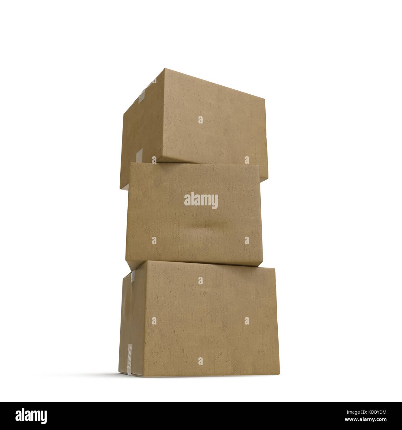 Stacks of cardboard boxes isolated on white Stock Photo - Alamy