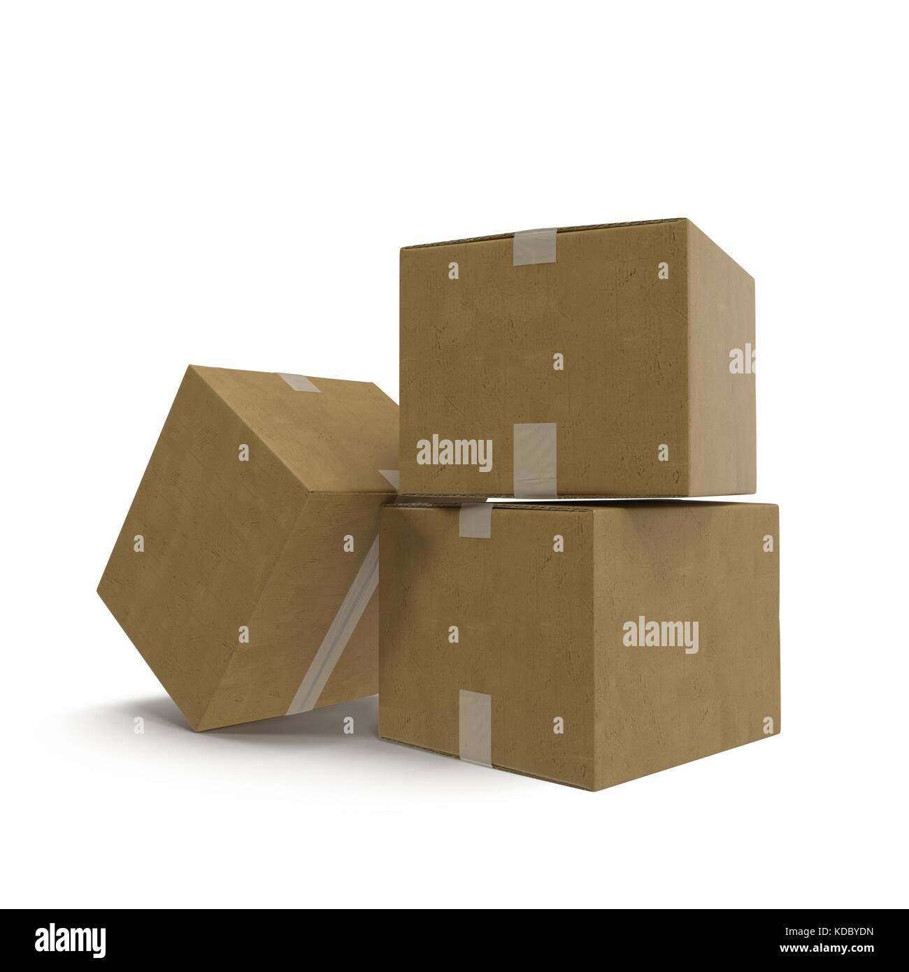Stacks of cardboard boxes isolated on white Stock Photo - Alamy
