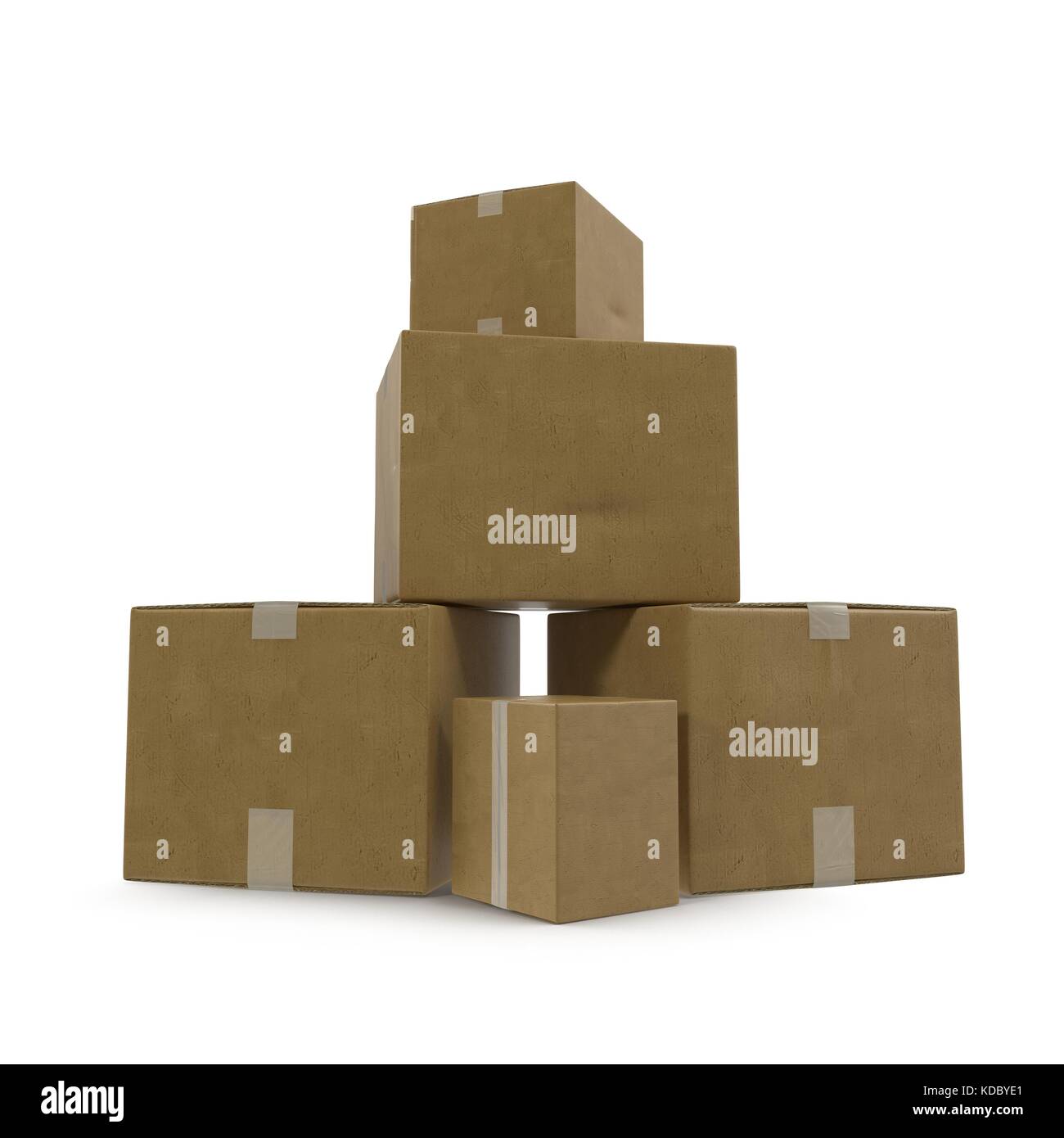 Stacks of cardboard boxes isolated on white Stock Photo - Alamy