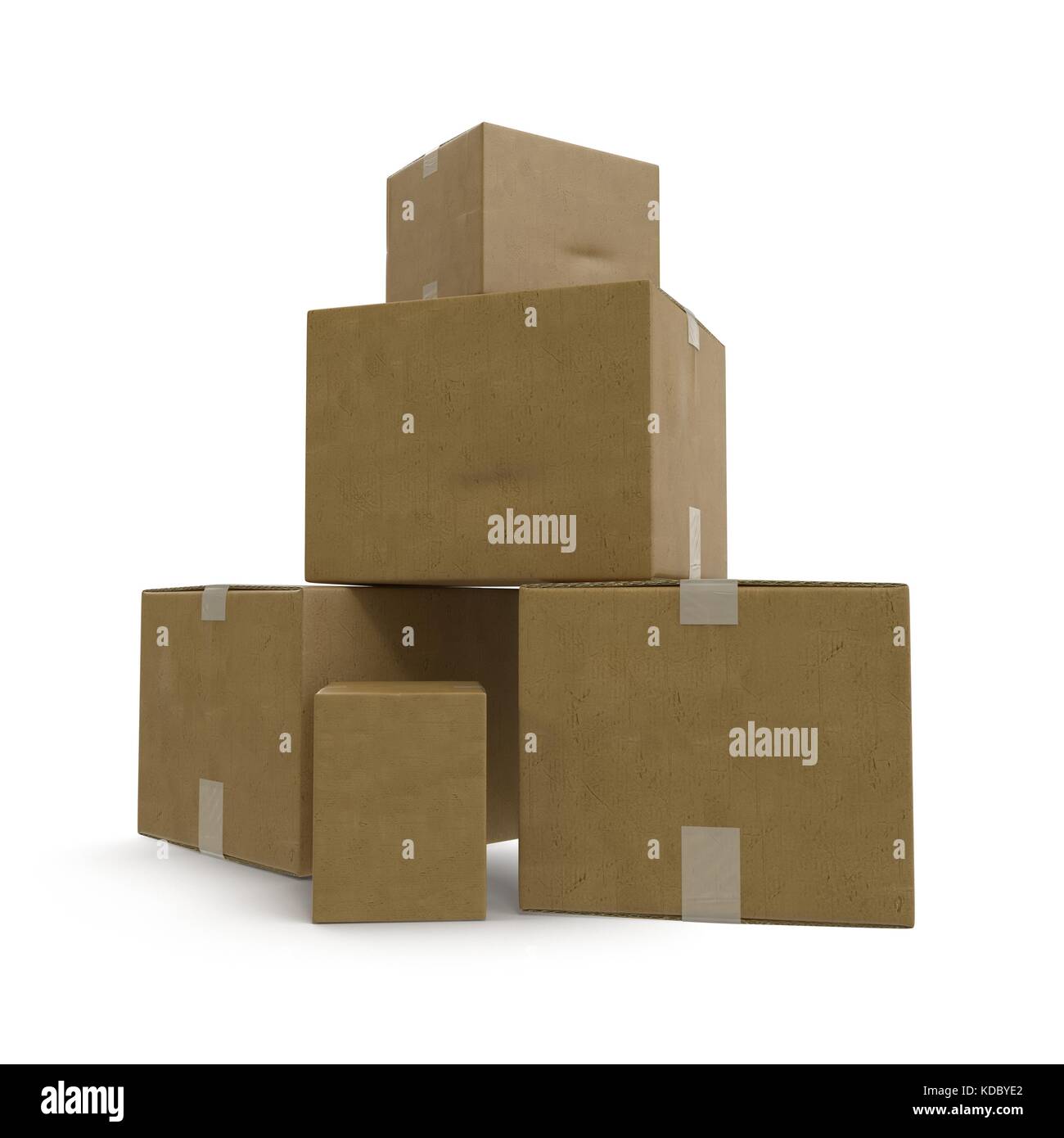 Stacks of cardboard boxes isolated on white Stock Photo - Alamy