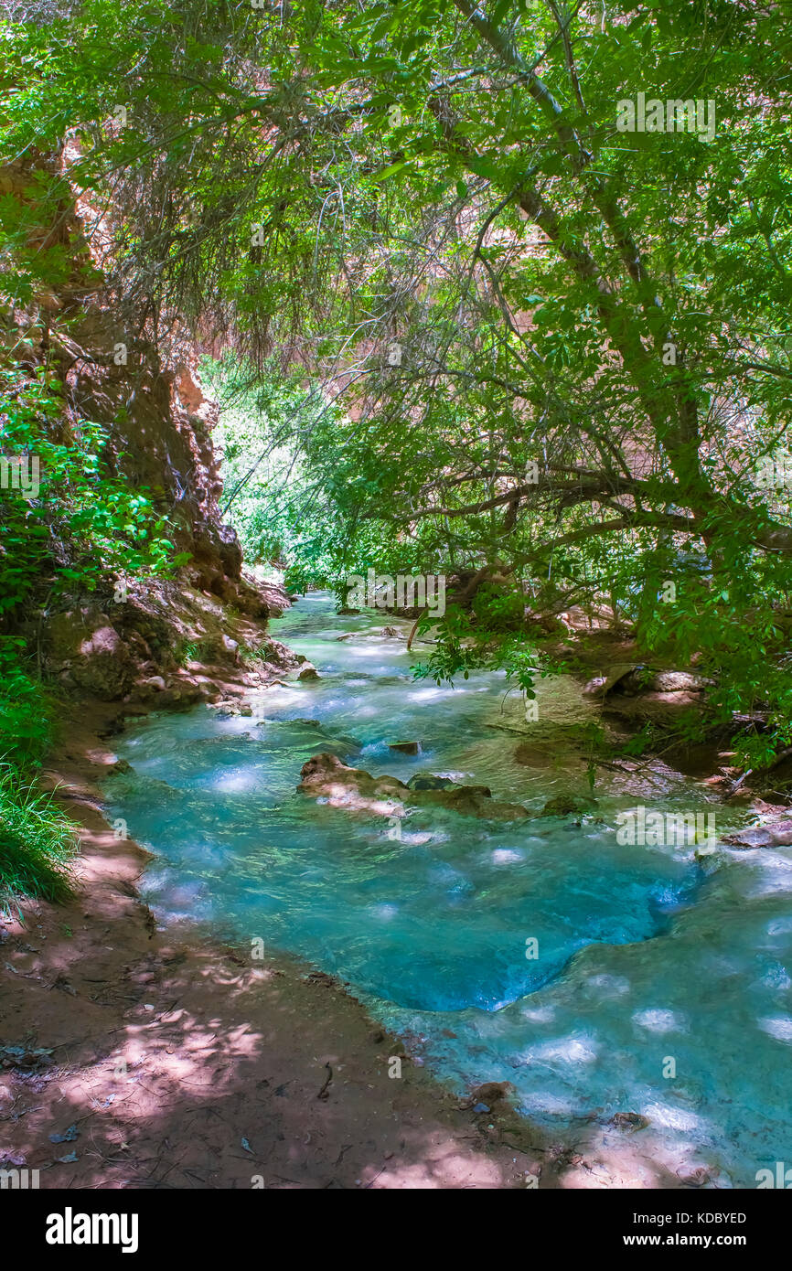 River flowing near the Havasu Falls Trail in the Havaspai Indian ...