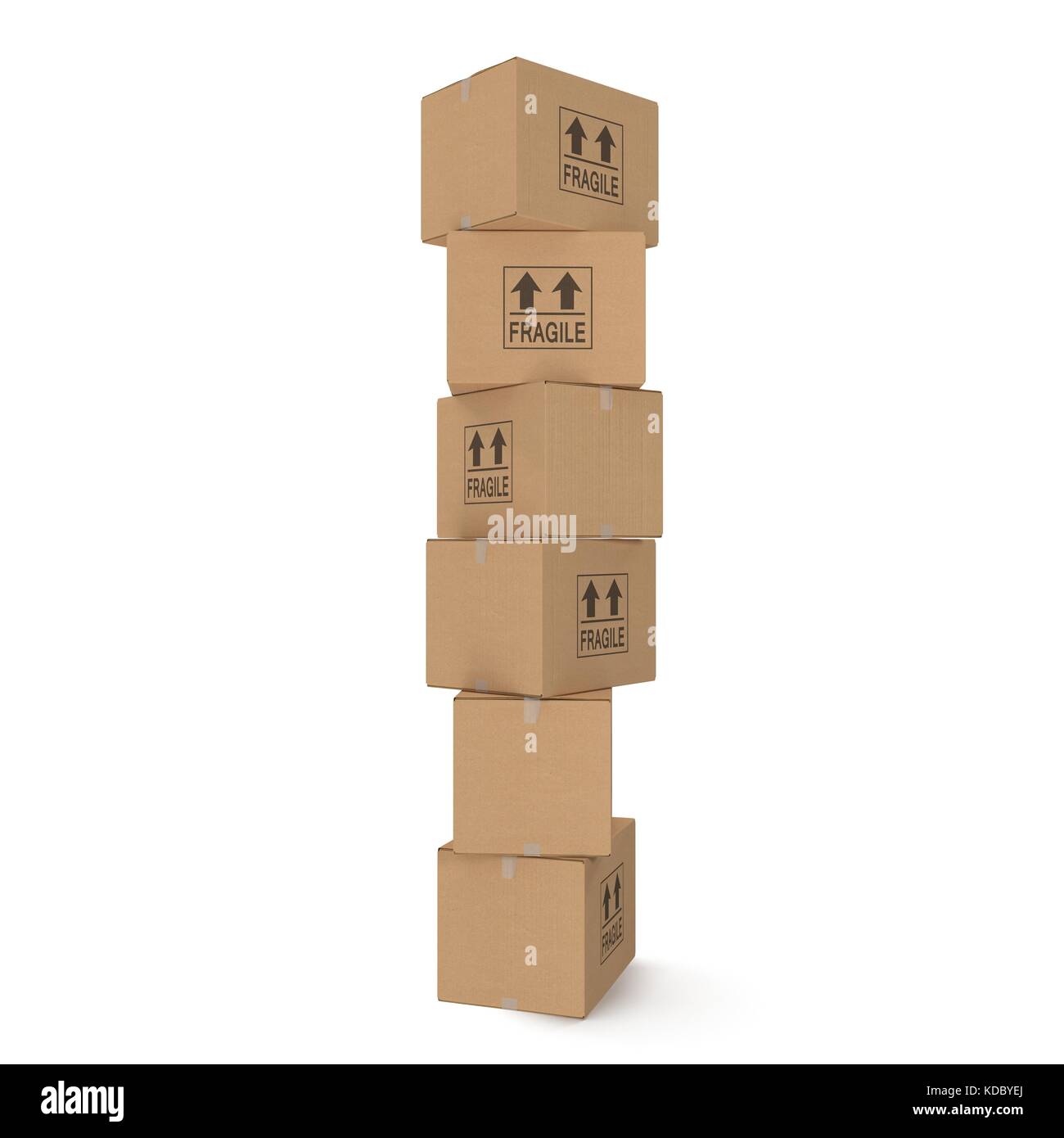 Stacks of cardboard boxes isolated on white Stock Photo - Alamy