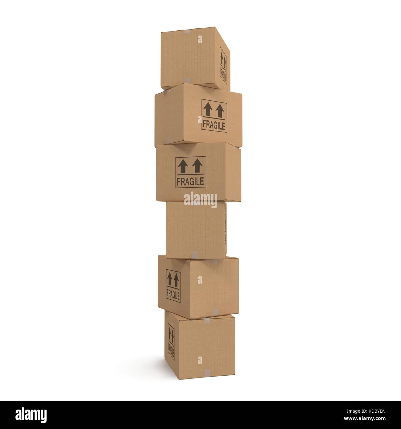 Stacks of cardboard boxes isolated on white Stock Photo - Alamy