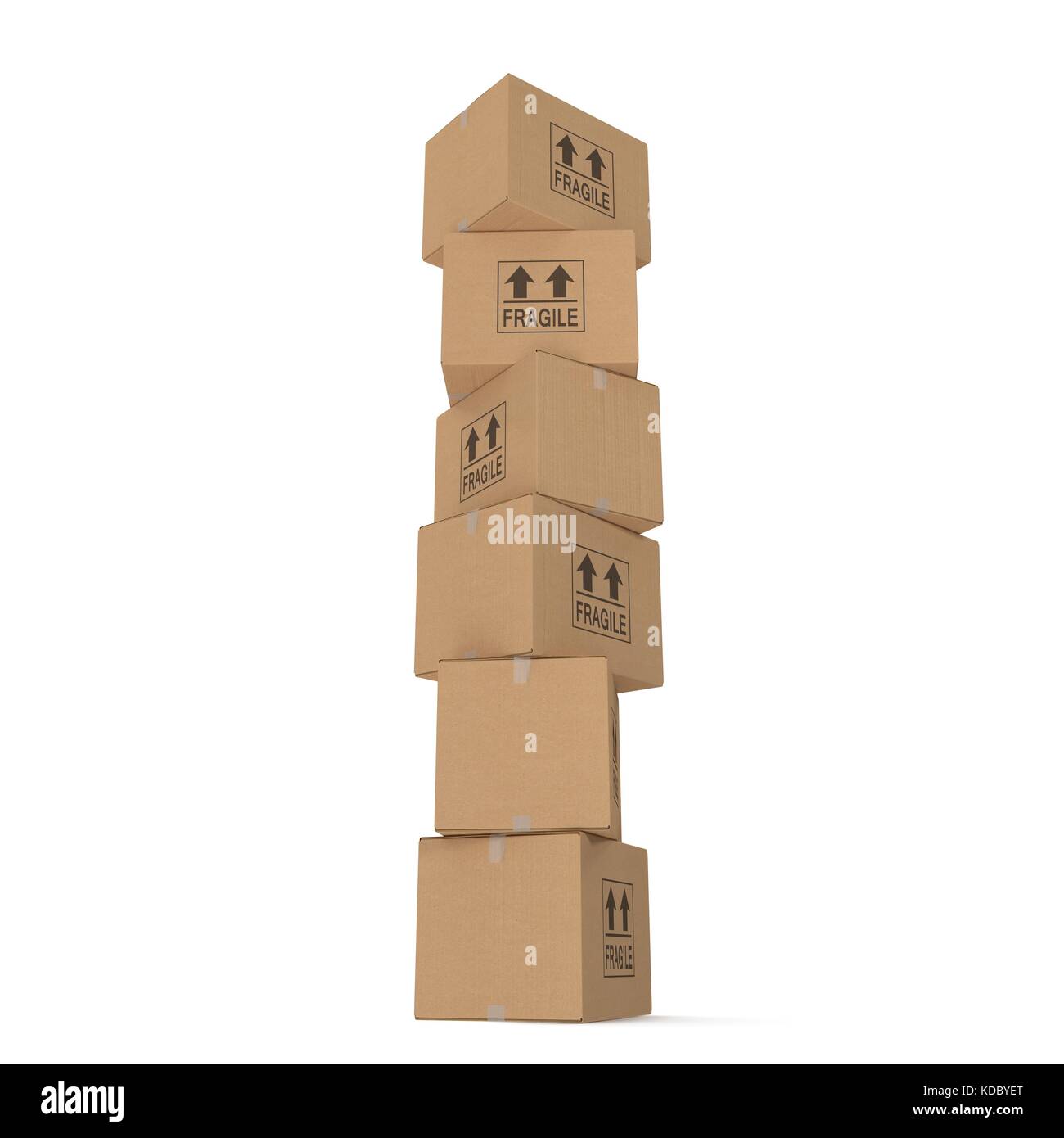 Stacks of cardboard boxes isolated on white Stock Photo - Alamy