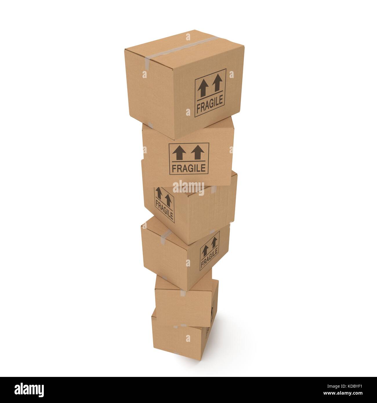 Stacks of cardboard boxes isolated on white Stock Photo - Alamy