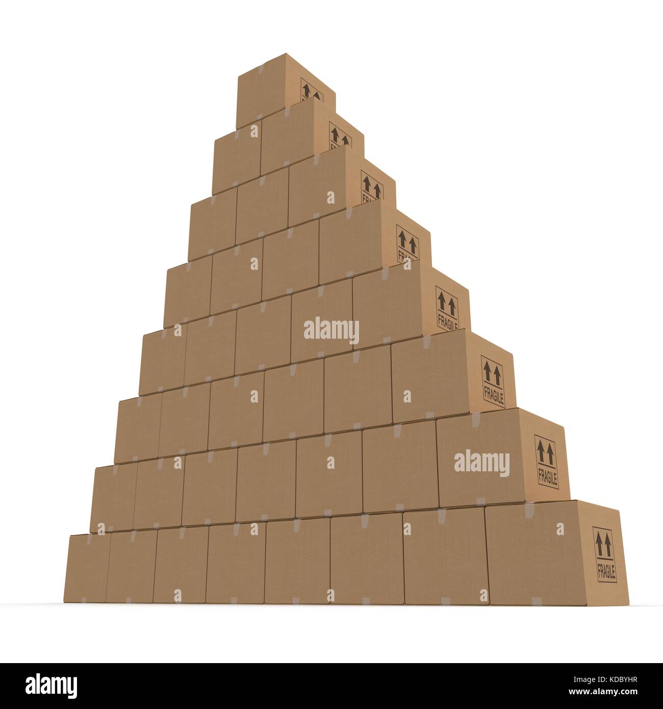 Stacks of cardboard boxes isolated on white Stock Photo - Alamy