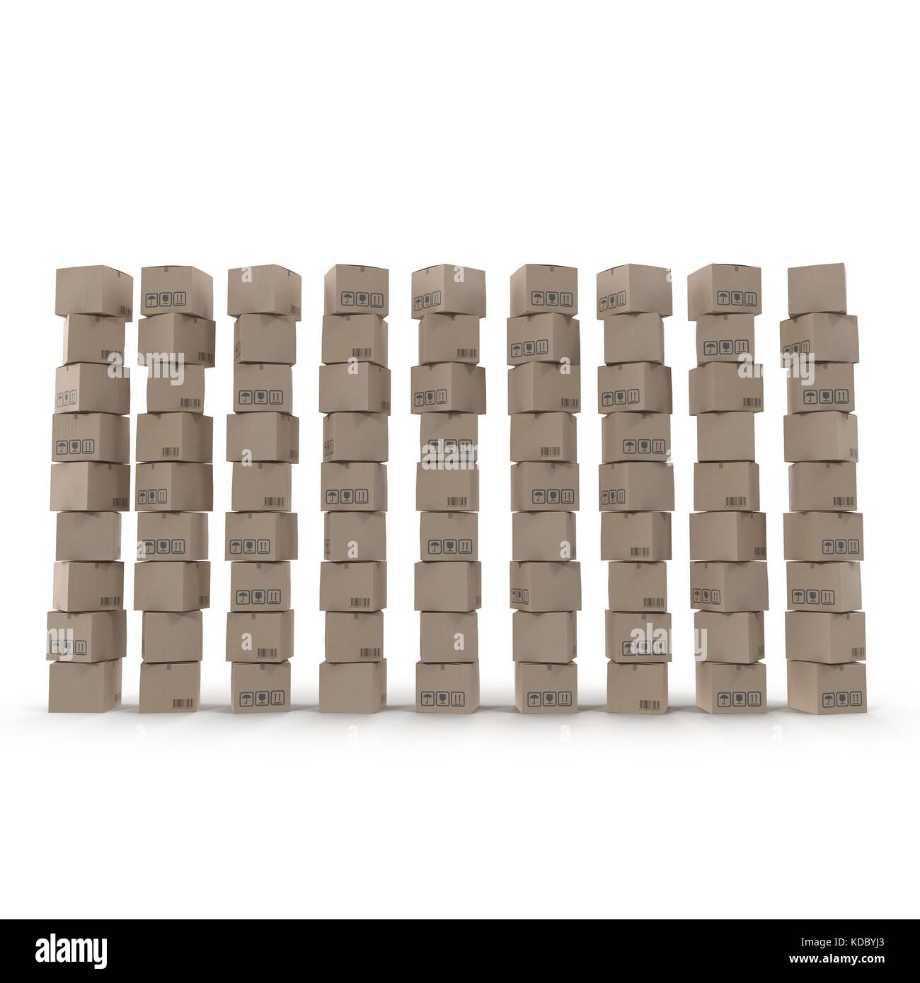 Stacks of cardboard boxes isolated on white Stock Photo - Alamy