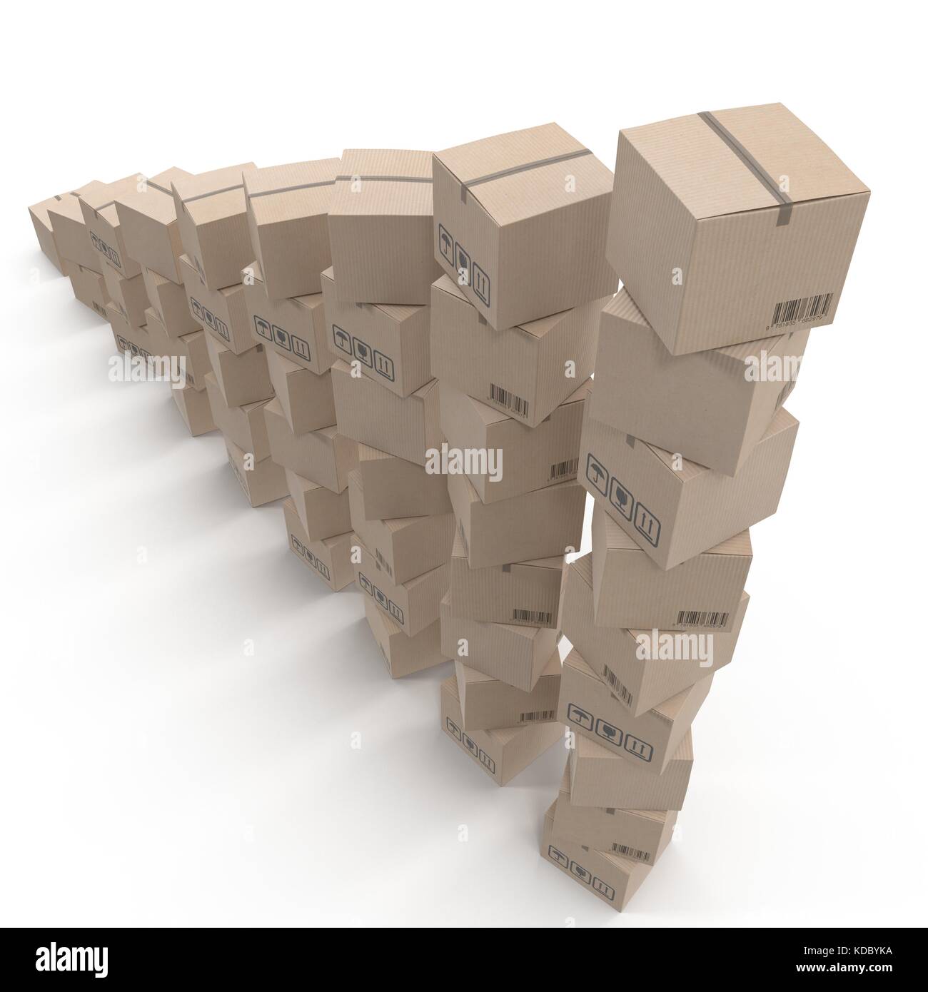 Stacks of cardboard boxes isolated on white Stock Photo - Alamy