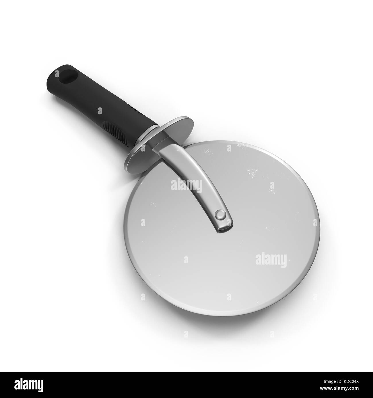 Pizza cutter on white background Black and White Stock Photos & Images ...