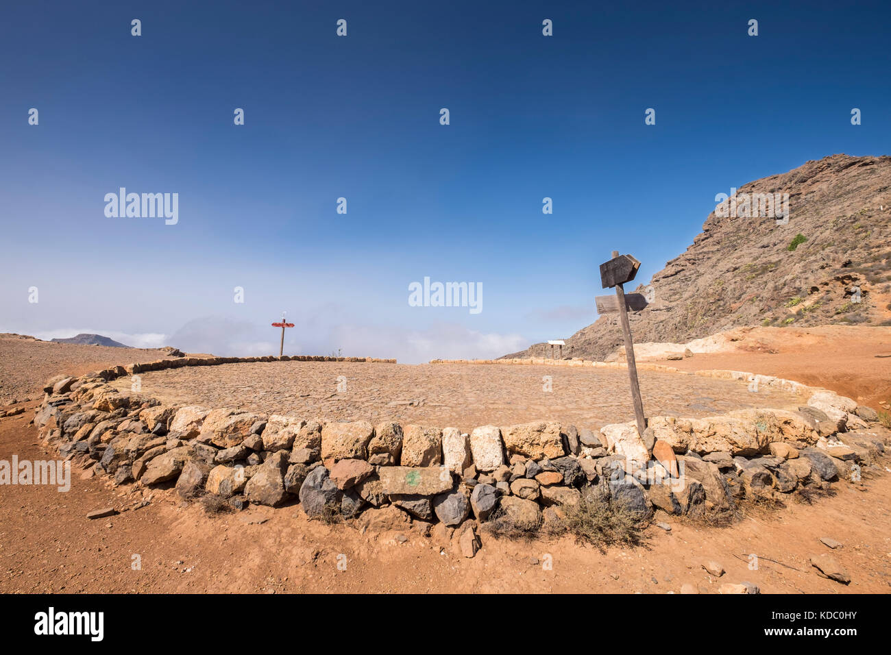 Round stone threshing floor, era, in Ifonche, Adeje, Tenerife, Canary ...