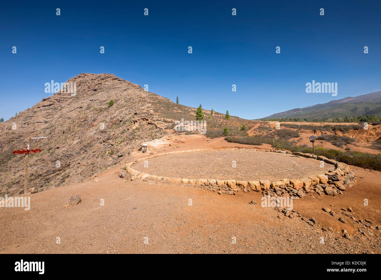Round stone threshing floor, era, in Ifonche, Adeje, Tenerife, Canary ...